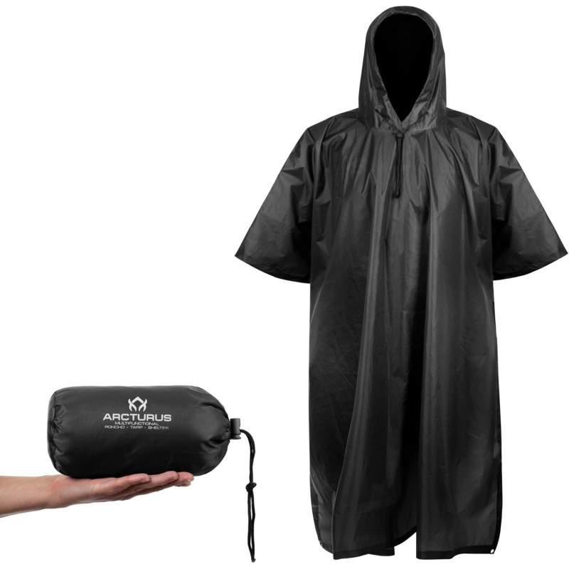 Arcturus - Poncho ligero de nailon Ripstop con capucha ajustable