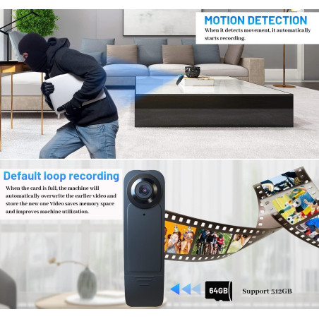 Mini cámara corporal, verdadera cámara oculta portátil